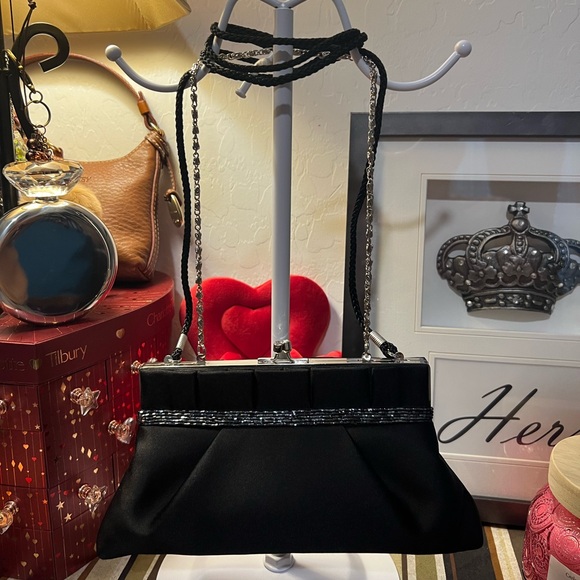 Kate Landry | Bags | Kate Landry Embellished Black Evening Kiss Lock ...